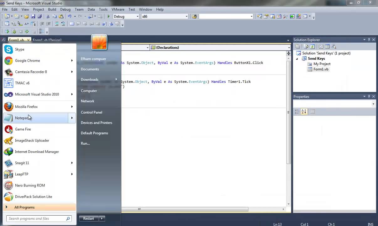 شرح SendKeys.Send Method - YouTube