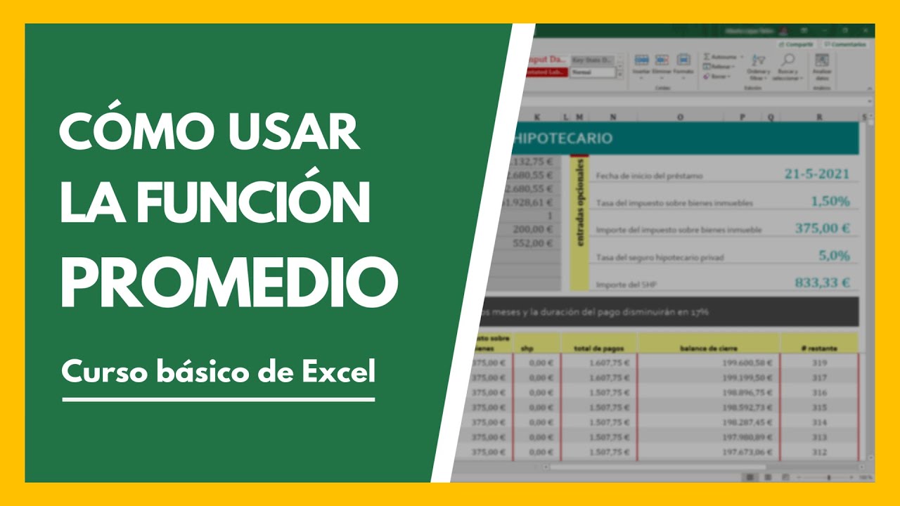 Cómo usar la función PROMEDIO de Excel 👩‍🏫 Tutorial Principiantes - YouTube