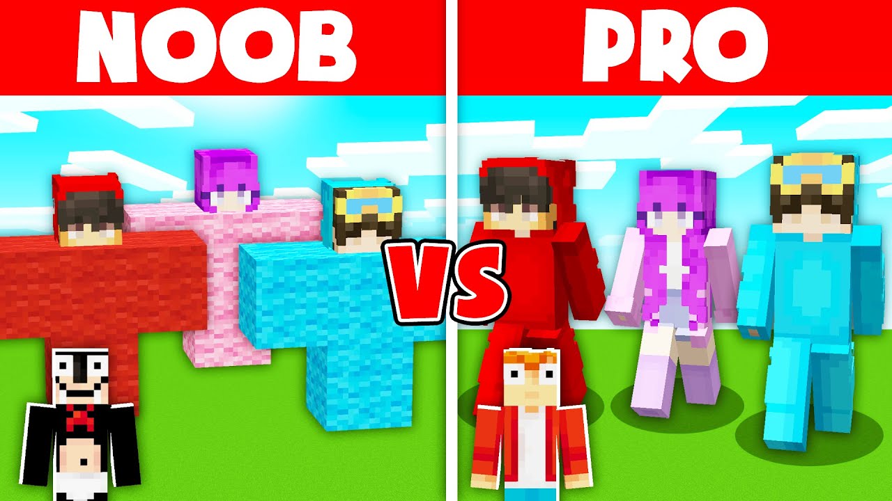 Cash and Nico and Zoey STATUE Build Battle Noob vs Pro - Minecraft ...
