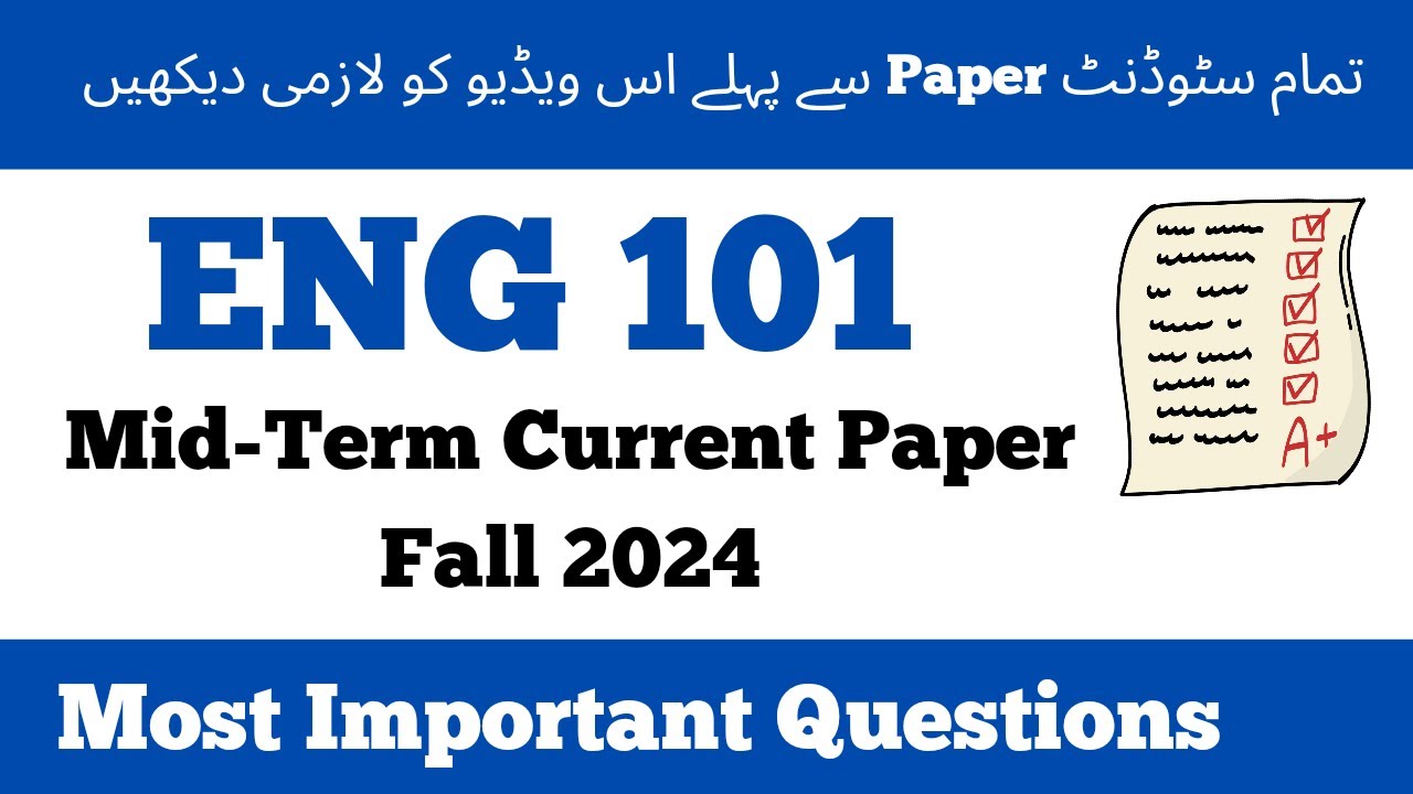 Eng101 midterm current paper 2024 |Eng 101 midterm preparation 2024 | # ...