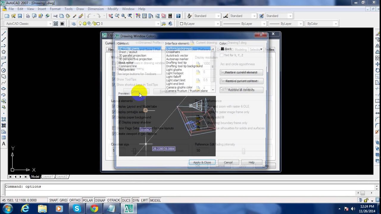 How to Change AutoCad Background - YouTube