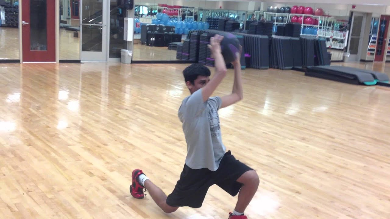 Lunge with Med Ball Overhead Twist - YouTube