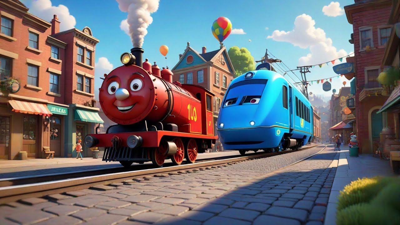 Two Toy Trains Chug and Puff | Fun Train Song for Kids | Nursery Rhymes ...