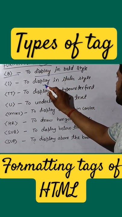 Types of Html tags. Formatting tag #ytshorts #ytshort #html5 #learnhtml5andcss3 - YouTube