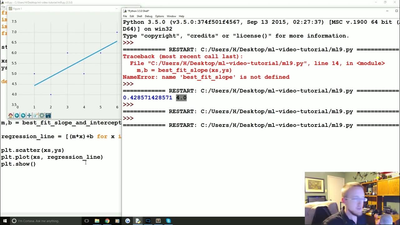 09 How to program the Best Fit Line Practical Machine Learning Tutorial with Python p 9 red manc ...
