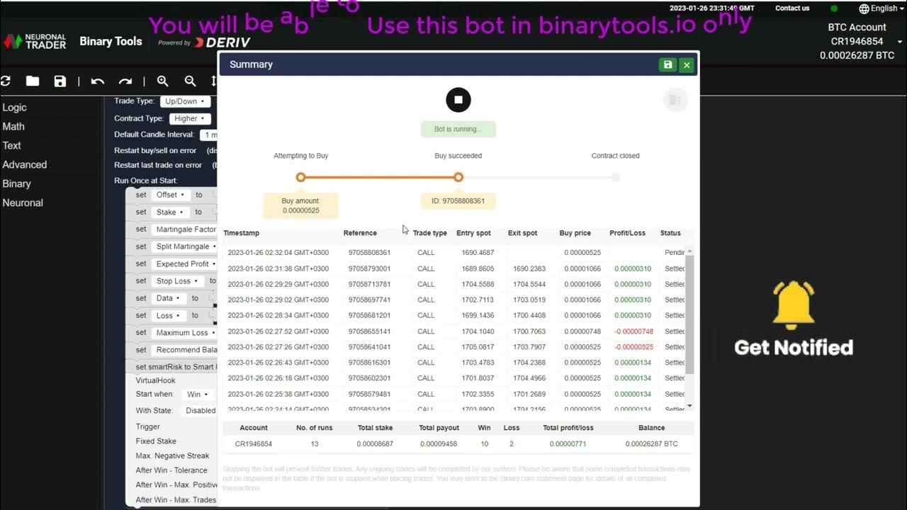 BTC DATA COLLECTION UPTREND║BOT BINARYTOOLS BOT║😍REAL DERIV BTC ACCOUNT║😍 - YouTube