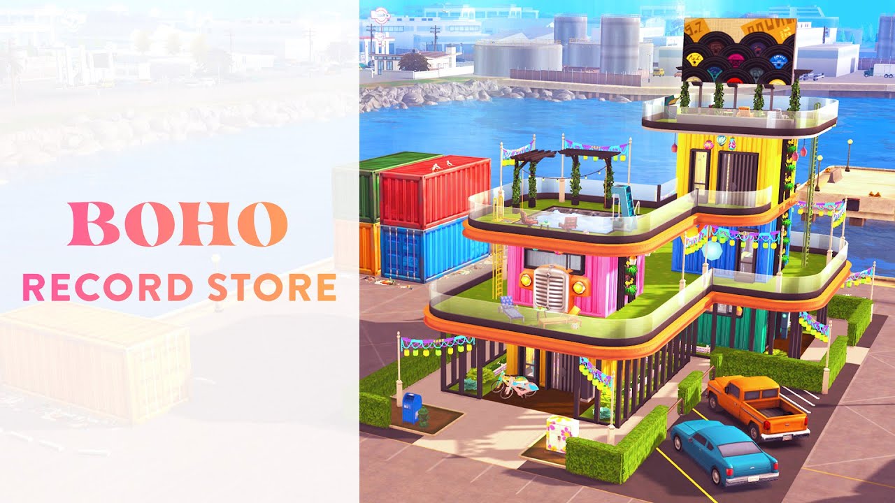 INDUSTRIAL BOHO RECORD STORE || Sims 4 Speed Build - YouTube