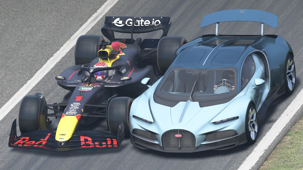 Red Bull F1 2025 vs Bugatti Tourbillon at Monza - YouTube