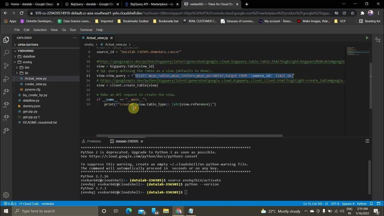 How to create Views Using Python API and Console in Big query - YouTube