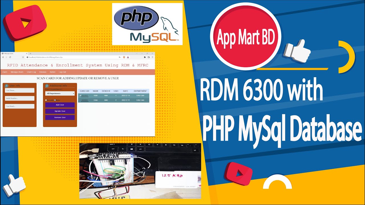 Rdm6300 And Esp8266 Programming Rdm 6300 With Php Mysql Database Youtube