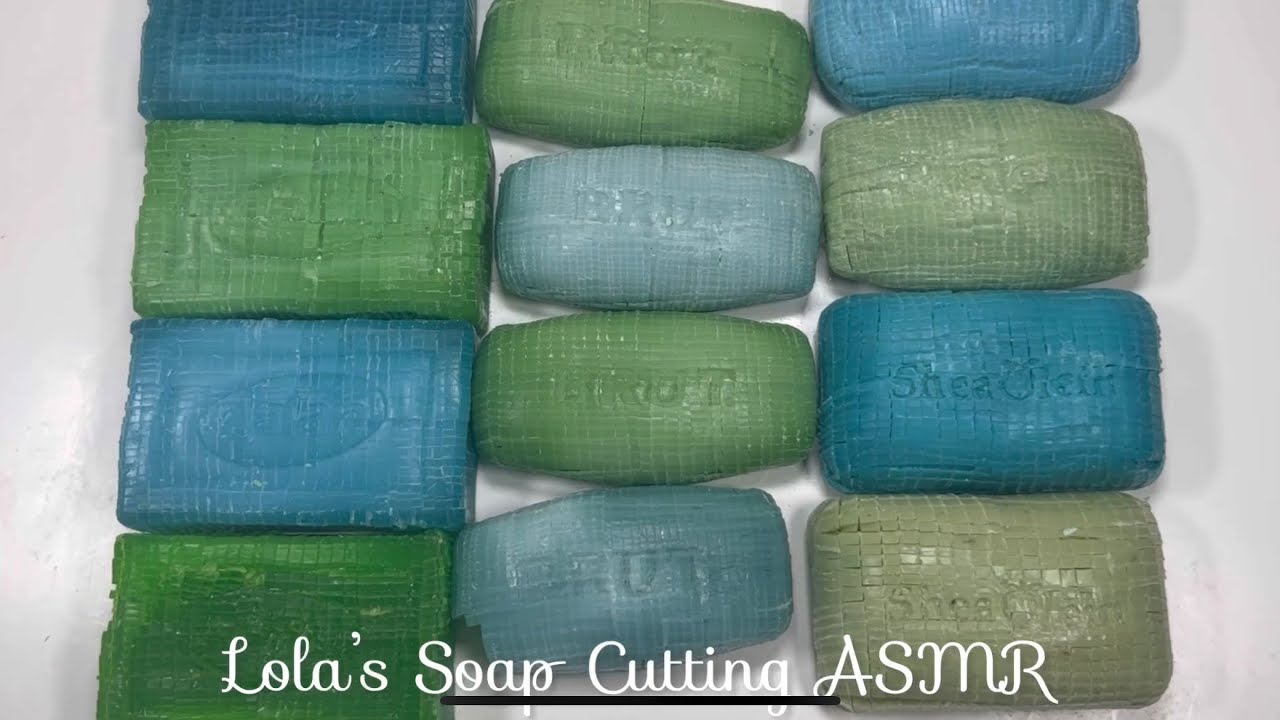 ASMR soap cube cutting, Glycerin green and blue soaps! 💚💙💚💙 - YouTube