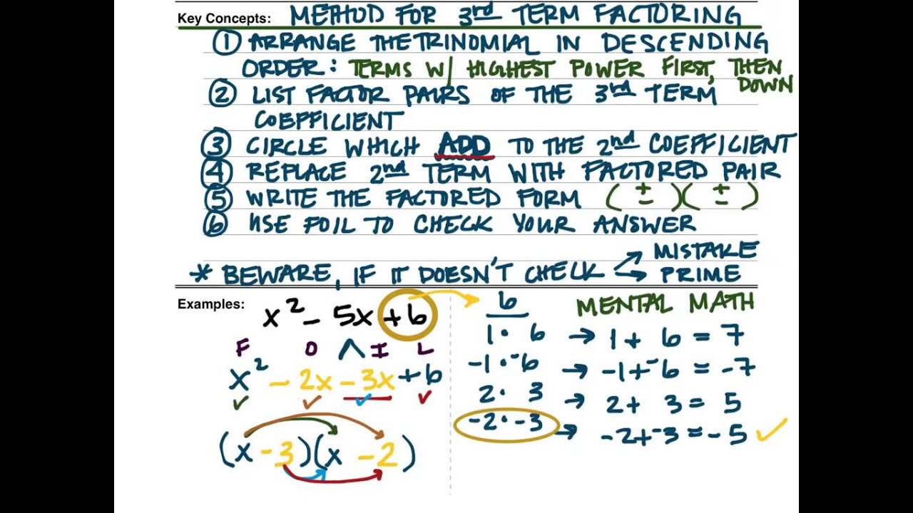 4.3 3rd term factoring - YouTube