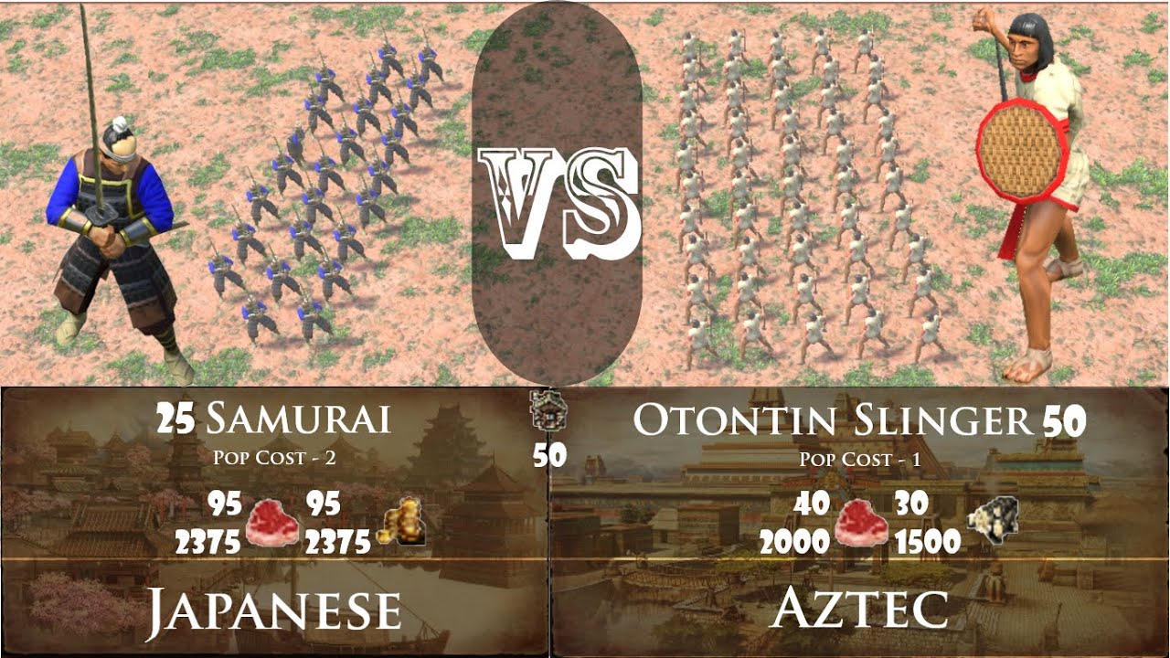 25 Samurai vs 50 Otontin Slinger | Unique Units | Age Of Empires III ...