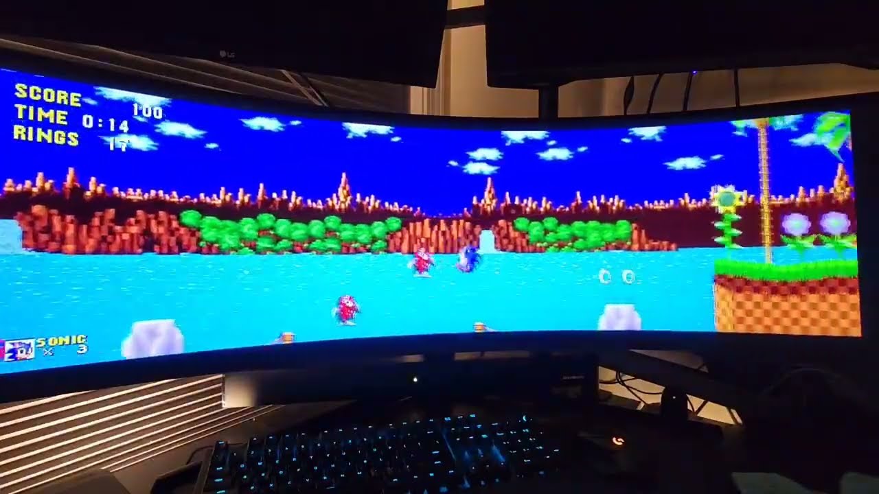 Sonic The Hedgehog em um monitor ultrawide curvo (Sonic The Hedgehog on ...