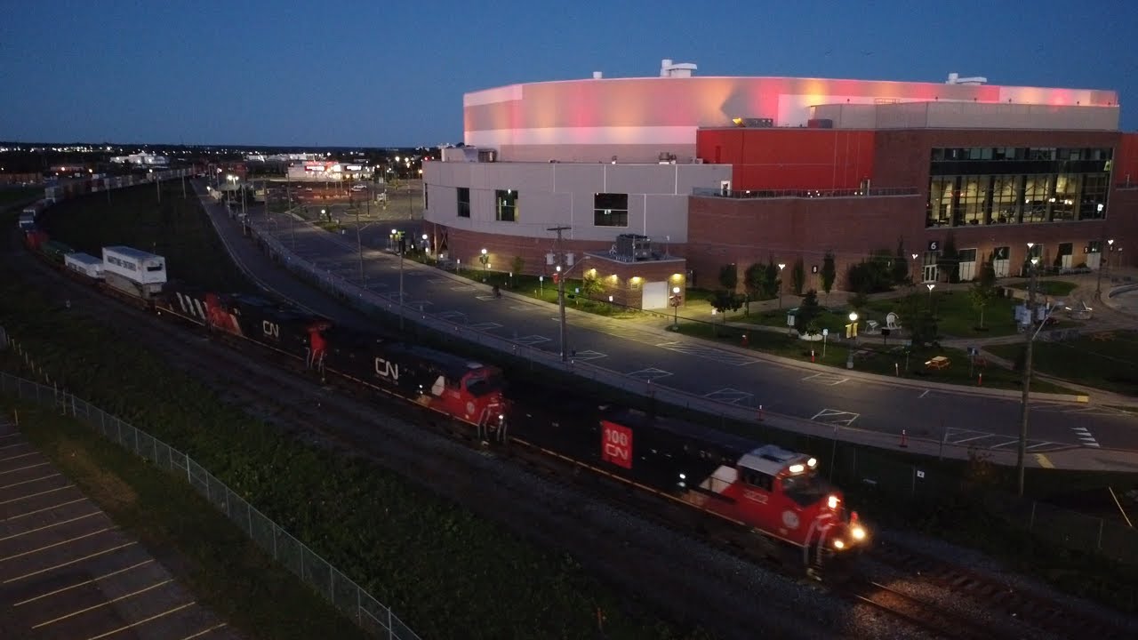 Aerial View at Day Break! Nice Power on a Long Stack Train CN 120 at ...