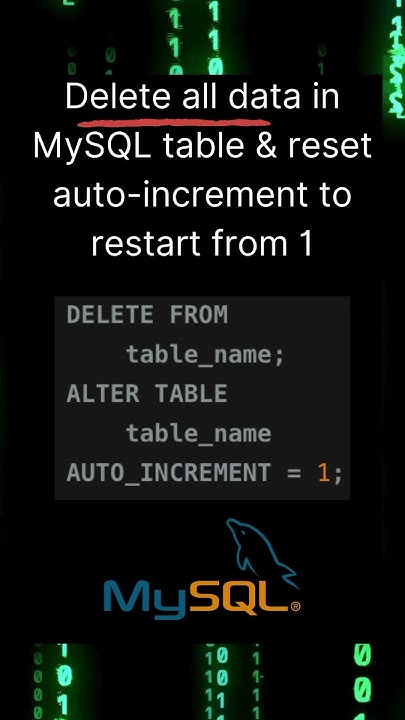 Delete all data in MySQL table & reset auto-increment #shorts #mysql #database #code #coding # ...