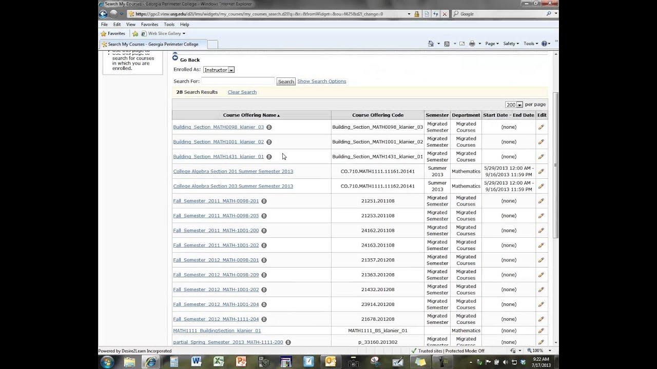 D2L (iCollege) Mini-Tutorial - How to access courses (old and Dept. Web page) in D2L(iCollege ...