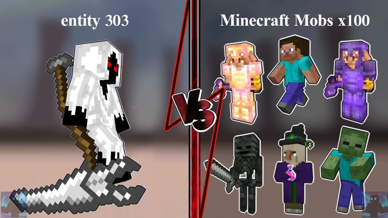 ENTITY 303 vs ALL MOBS x100 | Minecraft Mob Battle - YouTube