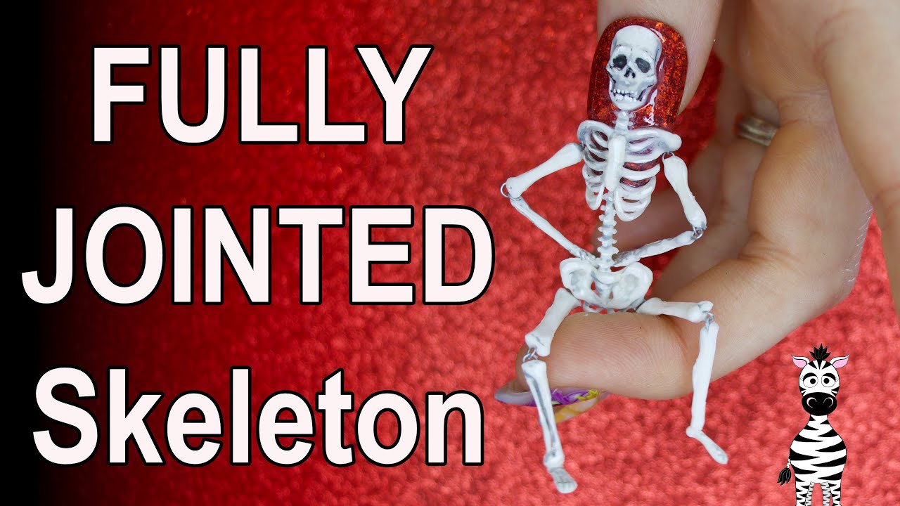 AMAZING Jointed Skeleton! 4D Acrylic Nail Art Tutorial - YouTube
