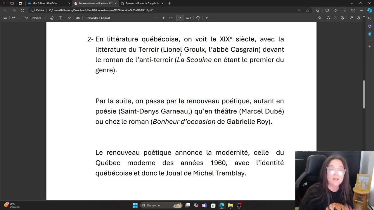 Les connaissances littéraires à avoir à l'EUF - YouTube