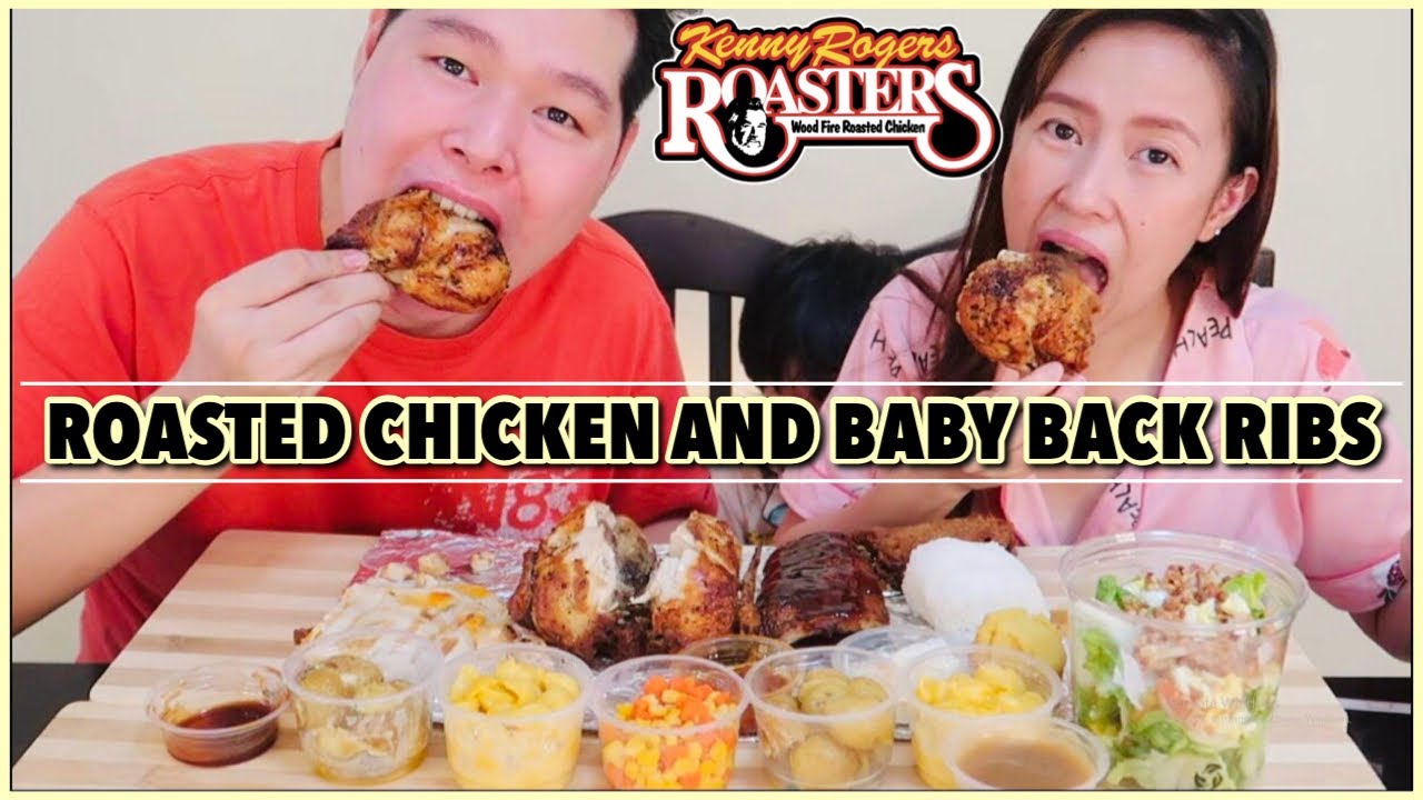 Kenny Rogers Roasters roasted chicken and baby back ribs mukbang - YouTube
