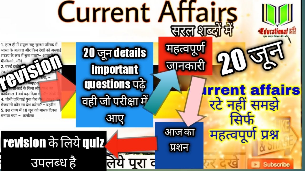 Daily current affairs || june 2020 current affairs || 20 june current ...