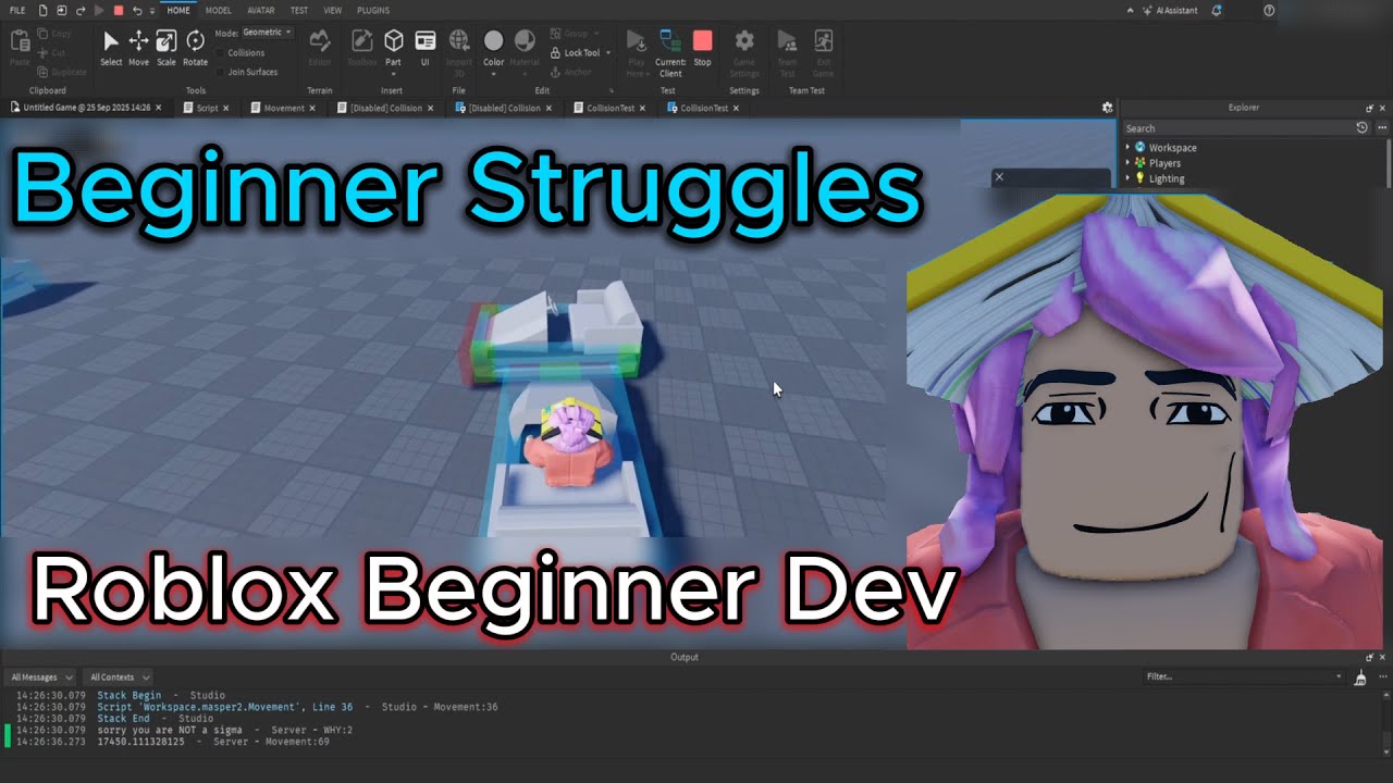 Roblox Beginner Dev Struggles - Beams On Collision - YouTube