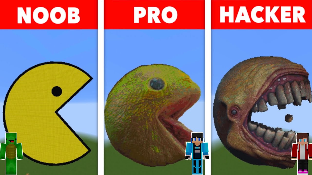 NOOB VS PRO VS HACKER Minecraft Pixel art PACMAN - YouTube