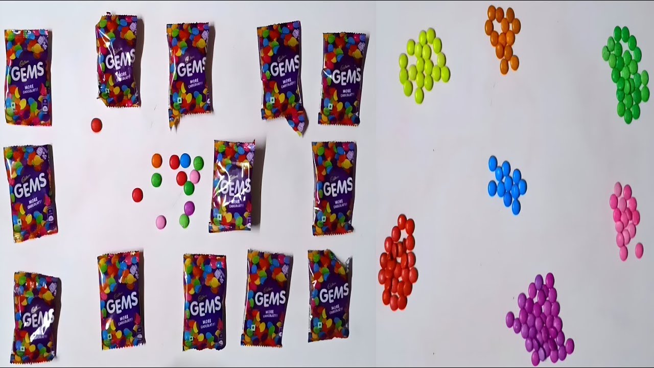 Opening Cadbury Gems Packet And Sorting Cadbury Gems by Color - YouTube