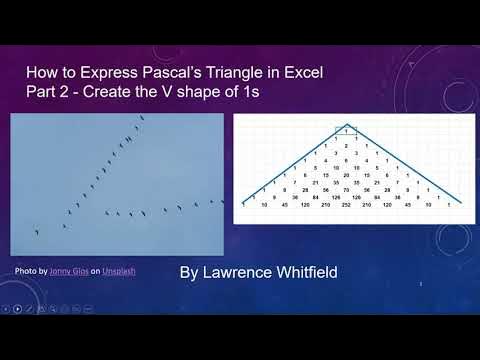 Pascal's Triangle in Excel - 2 of 3 - Prep the 1's in a V shape - YouTube