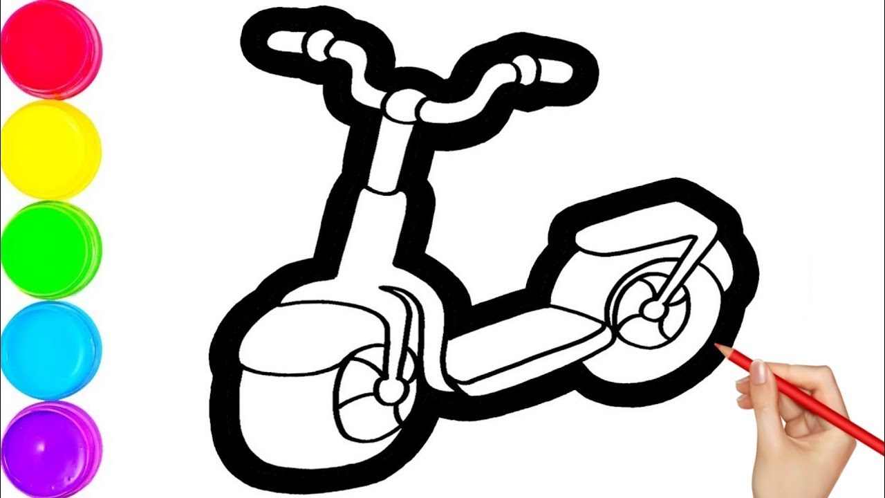 Easy Scooter drawing, painting and colouring for kids, toodles ideas ...