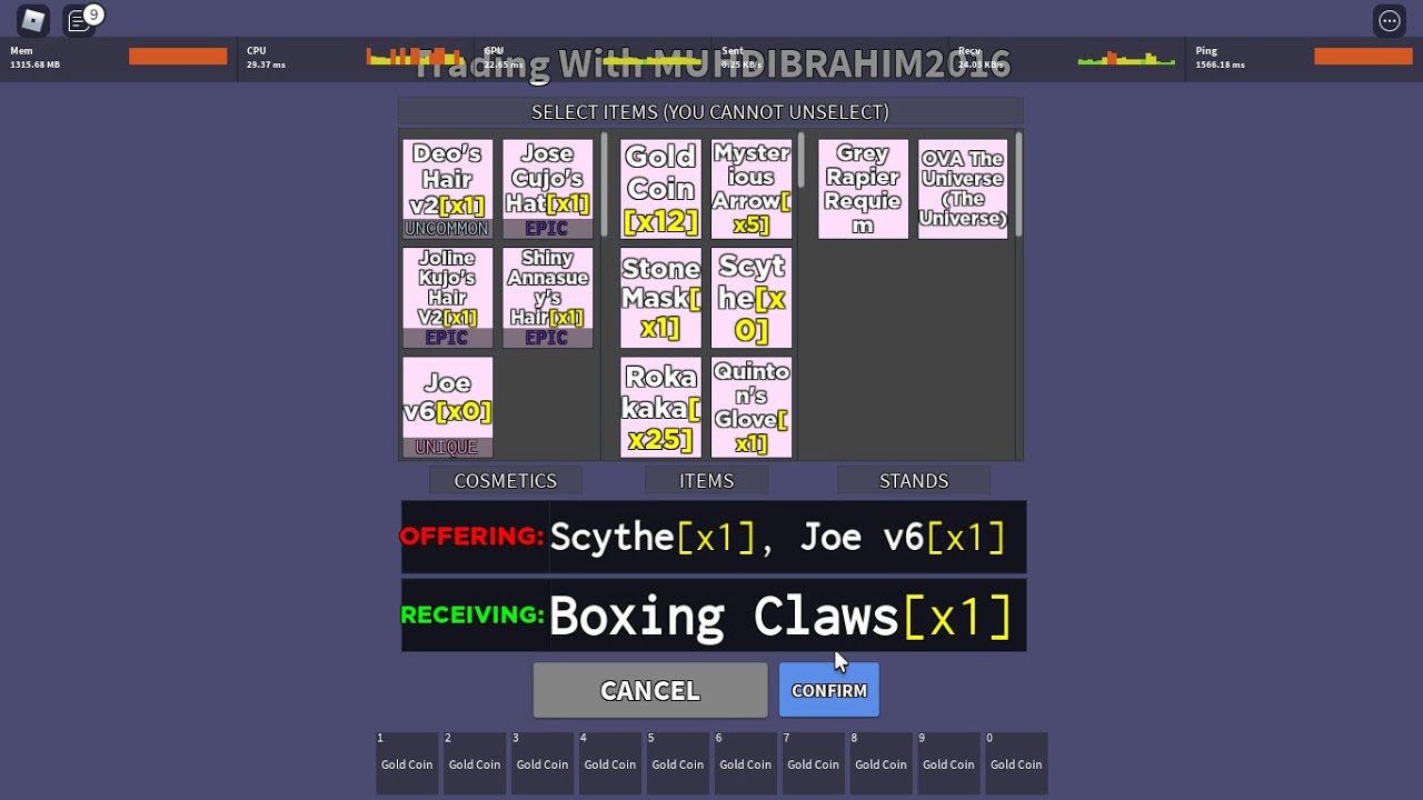 [YBA] I Trade this for boxing claw - YouTube