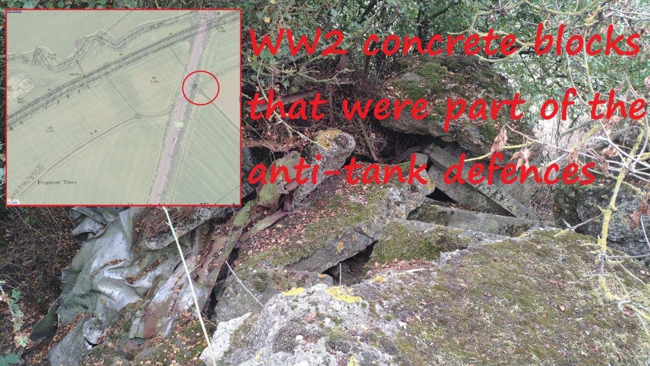 WW2 concrete blocks, part of the anti-tank defences. Pillbox and tanks ...