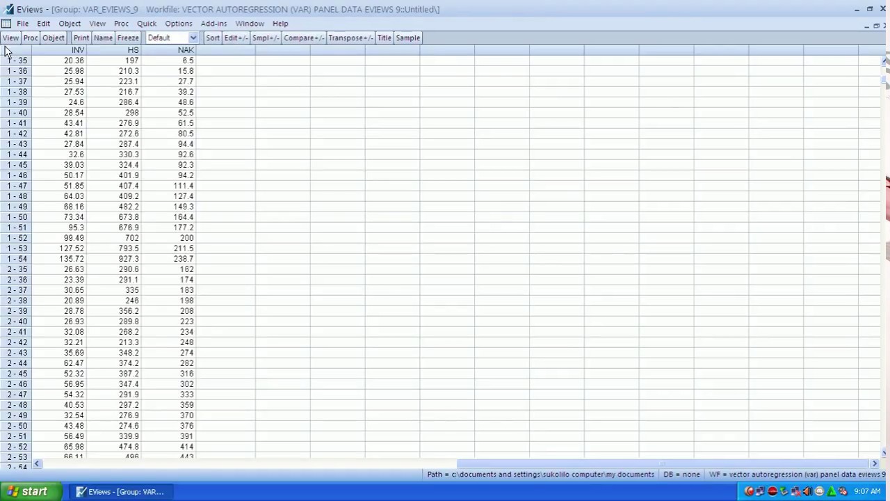 Vector Autoregression VAR Panel Data EVIEWS 9 - YouTube