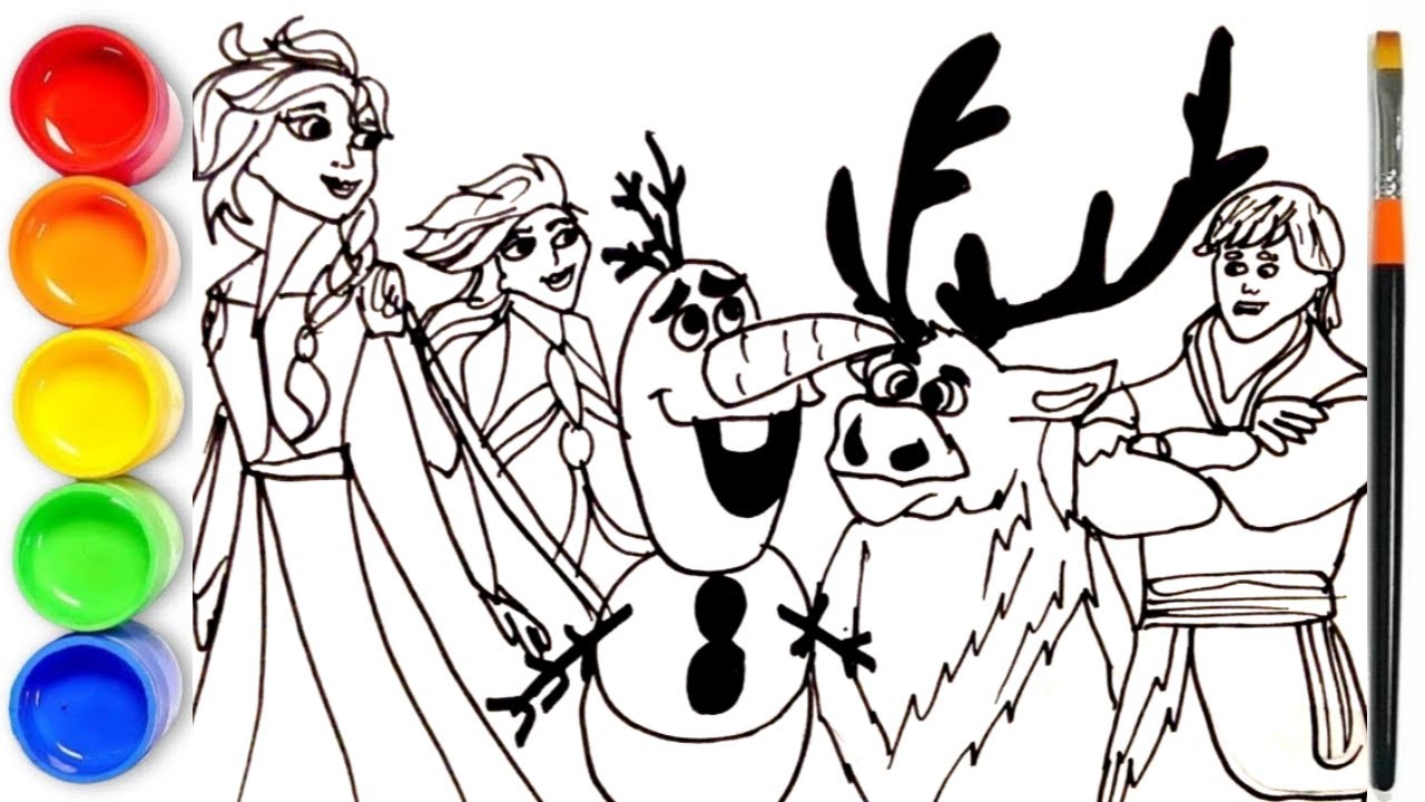 How to draw Frozen | Elsa and Anna, Kristoff, Olaf and Sven From Frozen ...