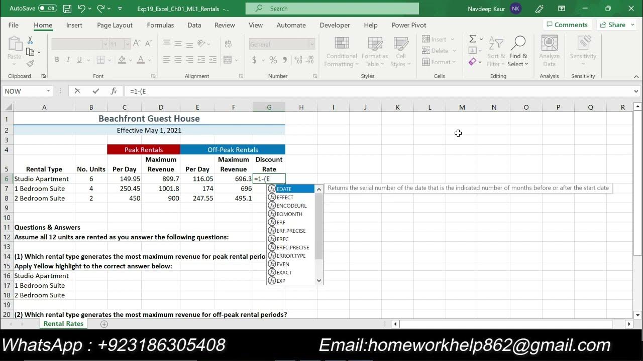 Exp19_Excel_Ch01_ML1_Rentals | Excel Chapter 1 Rentals - YouTube