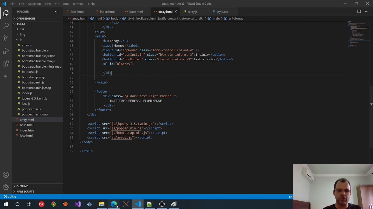 Aula 20 - JavaScript - Array(Incluindo elementos pelo DOM) - YouTube