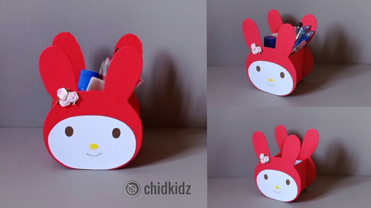 My Melody Sanrio Pen Holder Cardboard DIY [ 3 Minute Craft ] - YouTube
