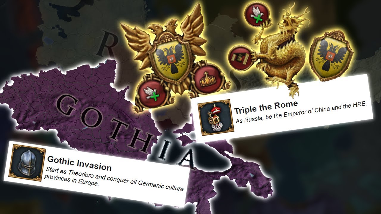 TRIPLE THE ROME + GOTHIC INVASION Achievement runs (EU4 1.37) - YouTube
