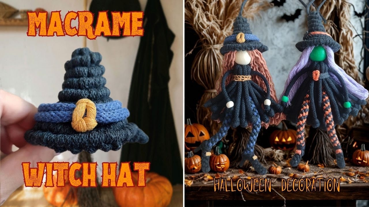 DIY Macrame Witch Hat 🎃 | Easy Halloween Decoration Tutorial - YouTube