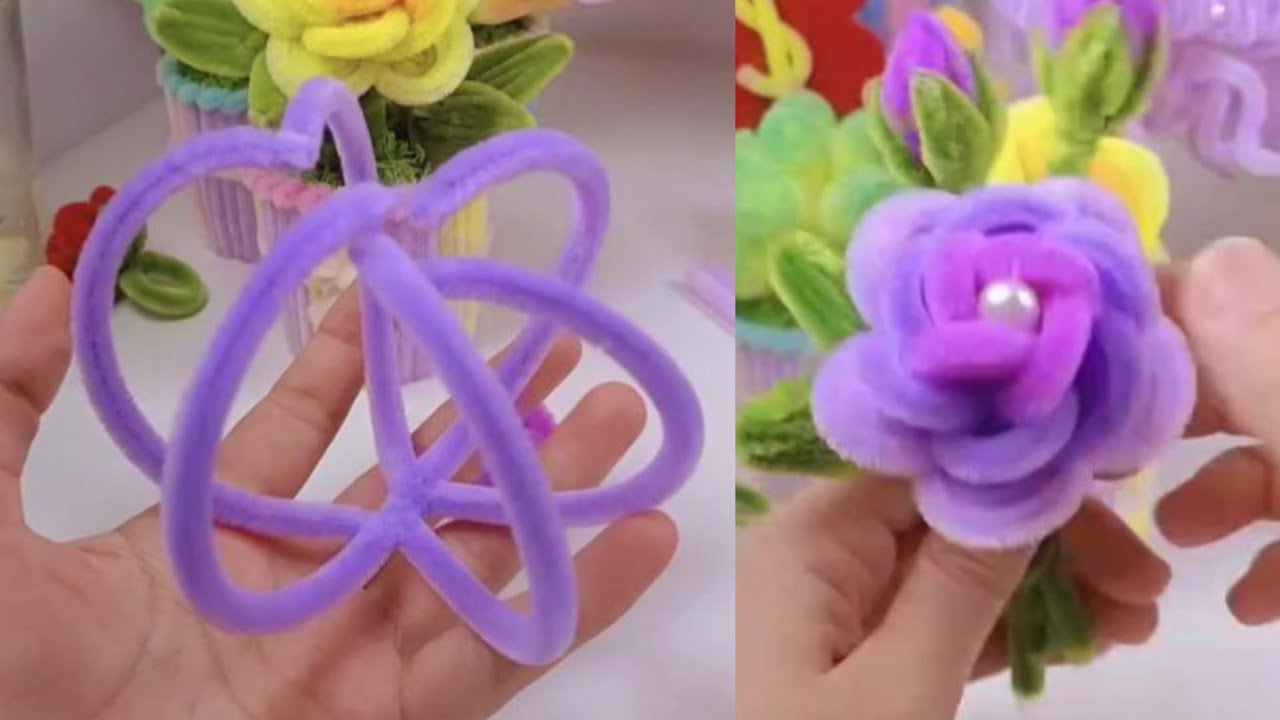 DIY Flowers made from pipe cleaners | How to make a rose using pipe ...