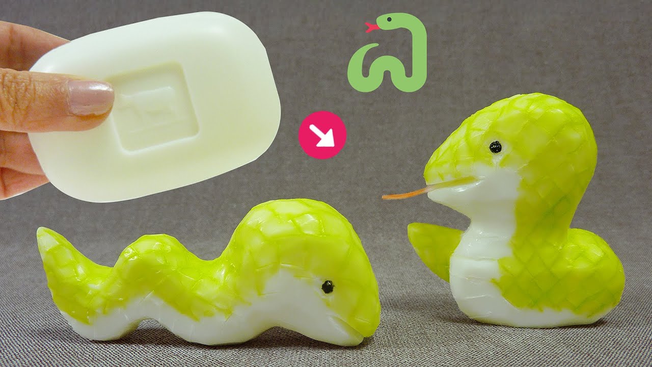 SNAKE SOAP CARVING / How to carve cute snakes / Crawling Snake and ...