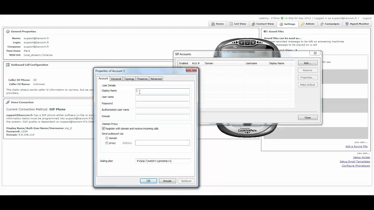 Paramétrer connection entre dialer et xlite- Kavcom - YouTube