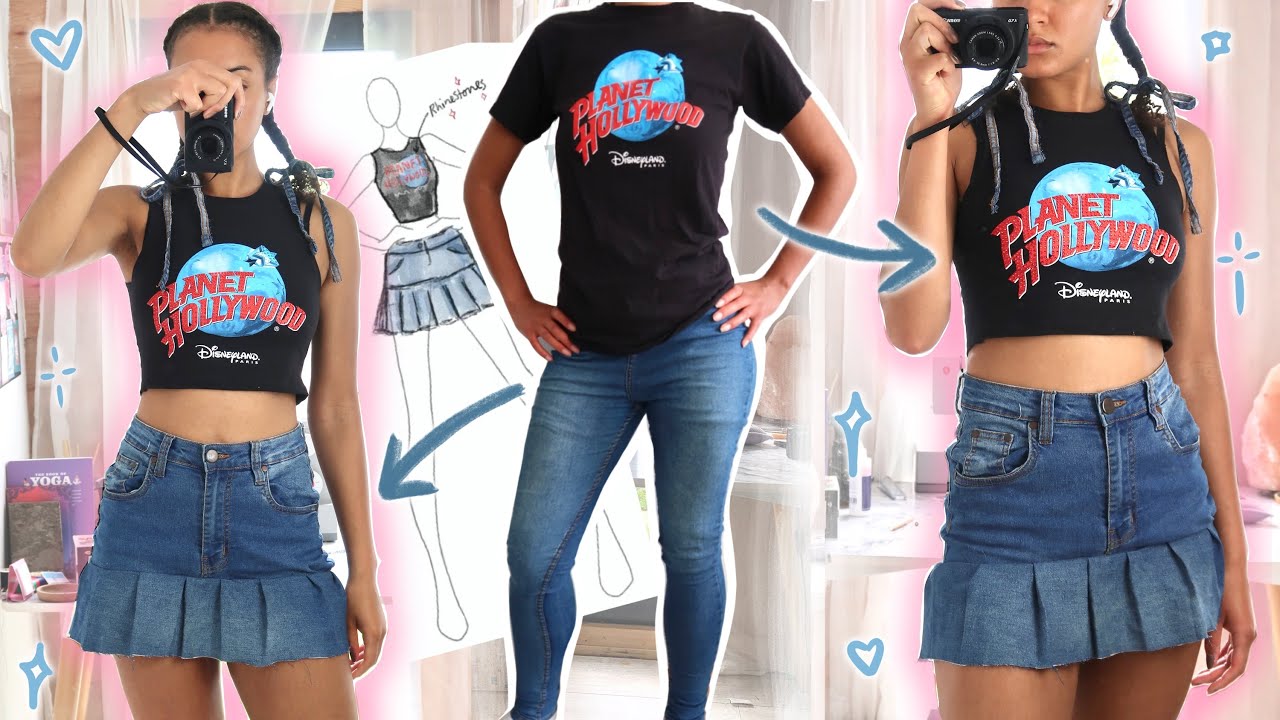 THRIFT FLIP old clothes into a CUTE y2k fit (draw, sew + style with me ...