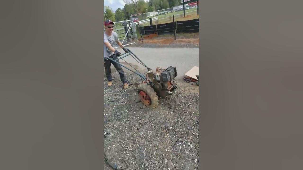 DIY trencher from old tiller! Trench through hard packed rock - YouTube