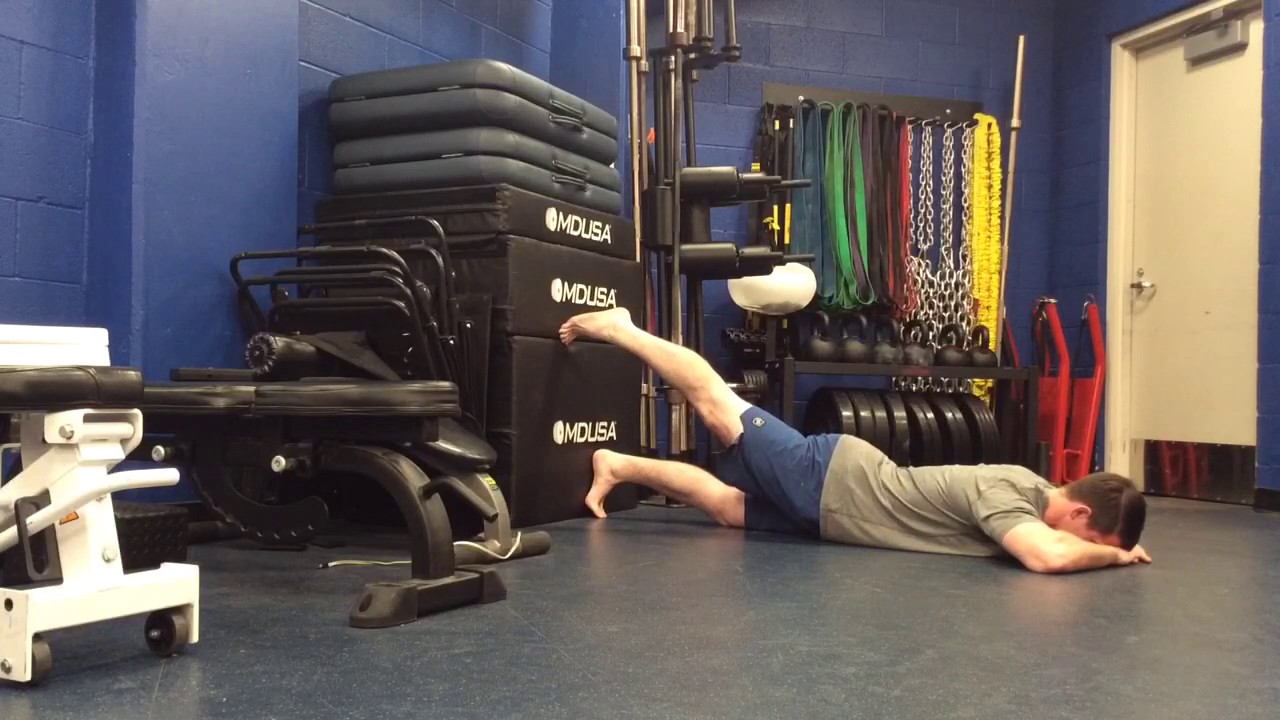 Prone Hip Extension Passive Range Lift-Off - YouTube