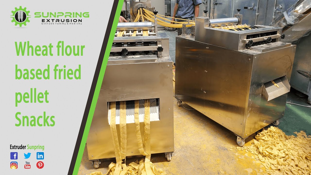 Wheat flour based fried pellet Snacks Processing Line - YouTube