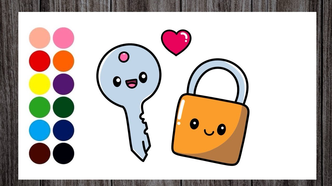 How to Draw a Cute Lock and Key | Lock and Key Drawing and Colouring ...