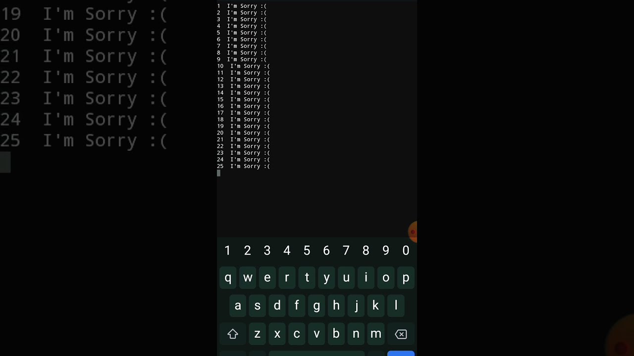 Printing I m Sorry 100 Times In Python shortvideo shorts short Printing I m Sorry 100 Times In Python shortvideo shorts short