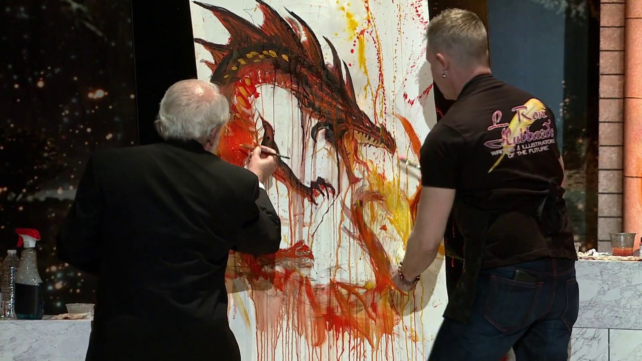 Rob Prior and Larry Elmore paint a dragon on stage - YouTube